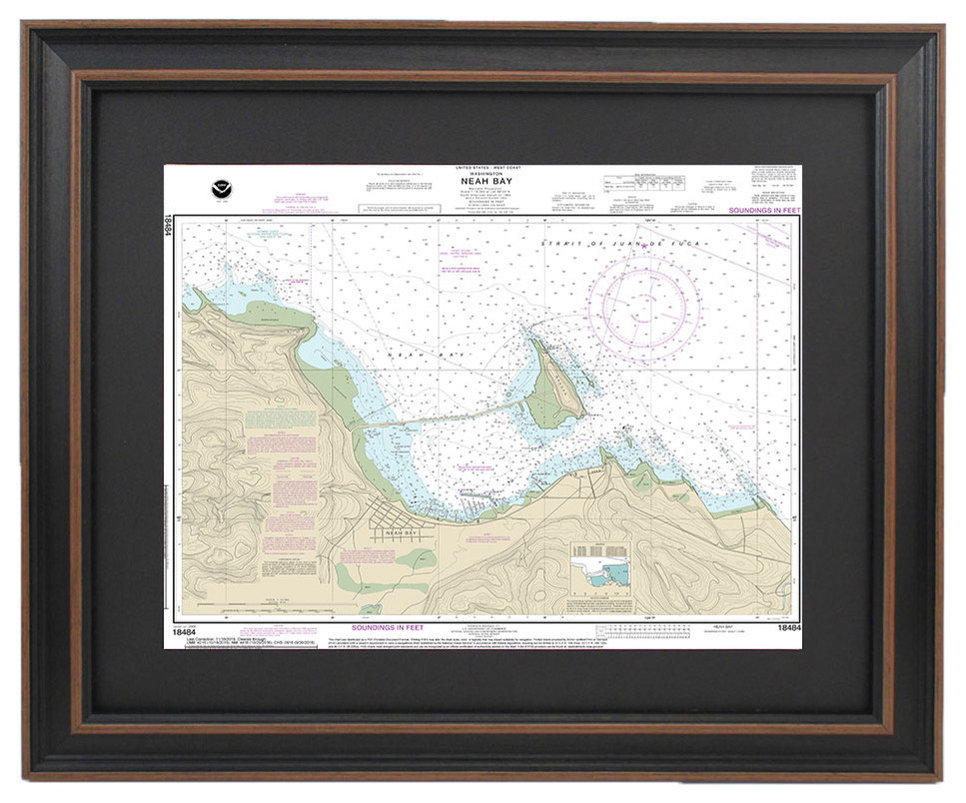 Poster Size Framed Nautical Chart, Neah Bay - Traditional - Prints And ...