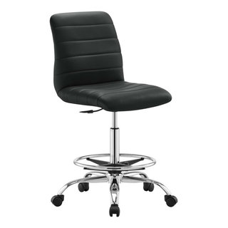 Ripple Armless Vegan Leather Drafting Chair - Transitional - Office ...