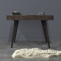 Benedict Gray Acacia Solid Wood 2 Drawer Desk - Midcentury - Desks And ...