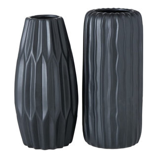 Iconic Scandi Black Matte Vases, Set of 2 - Transitional - Vases - by ...