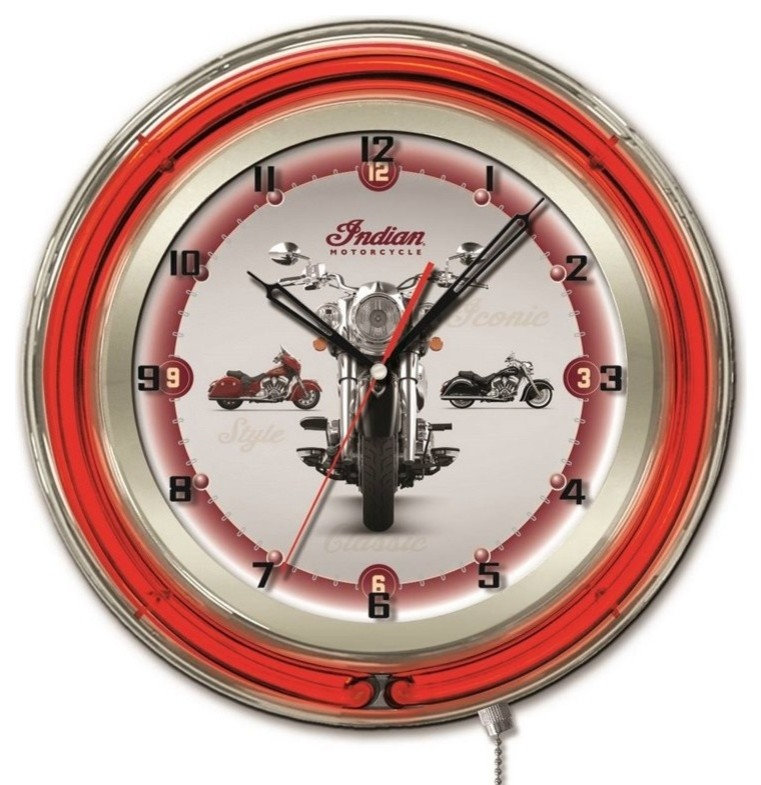Indian Motorcycle Multi-Bike 19" Neon Clock - Contemporary - Wall ...