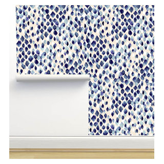 Indigo Rain Wallpaper, Sample 12"x8" - Contemporary - Wallpaper - by ...