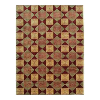 Red Transitional Geometric Turkish Knot Area Rug - Contemporary - Area ...