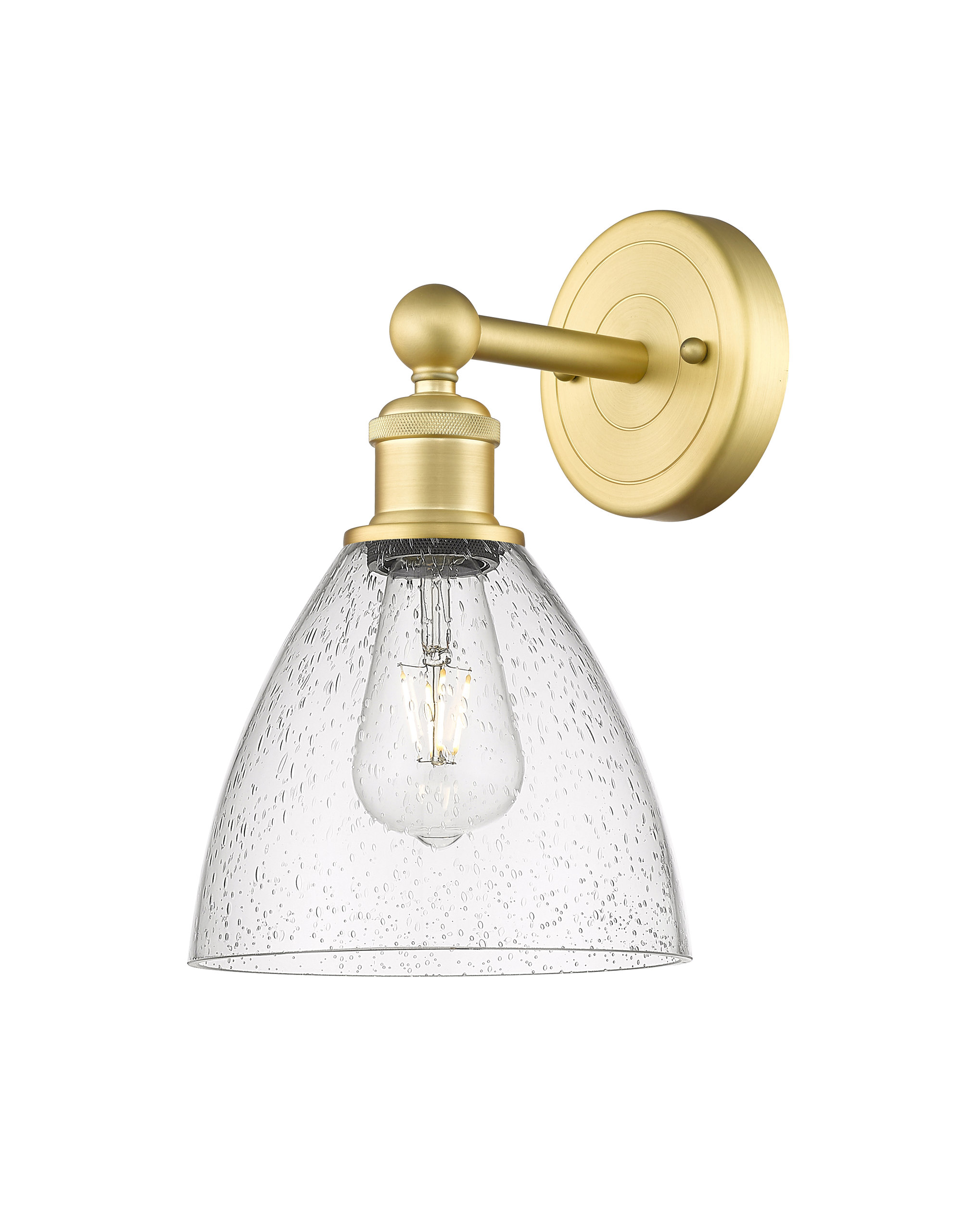 Edison Bristol Glass 1-Light 8" Sconce, Satin Gold Finish - Industrial ...