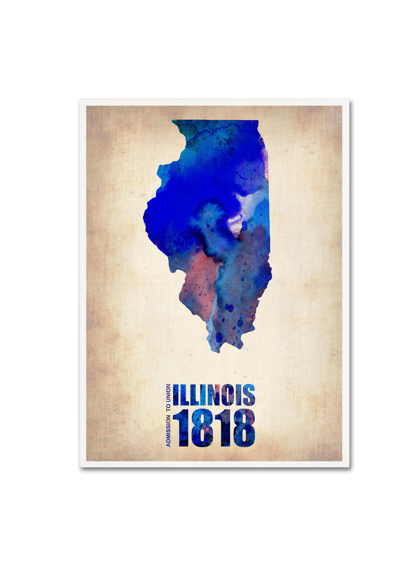 'Illinois Watercolor Map' Canvas Art by Naxart, 24" x 32 ...