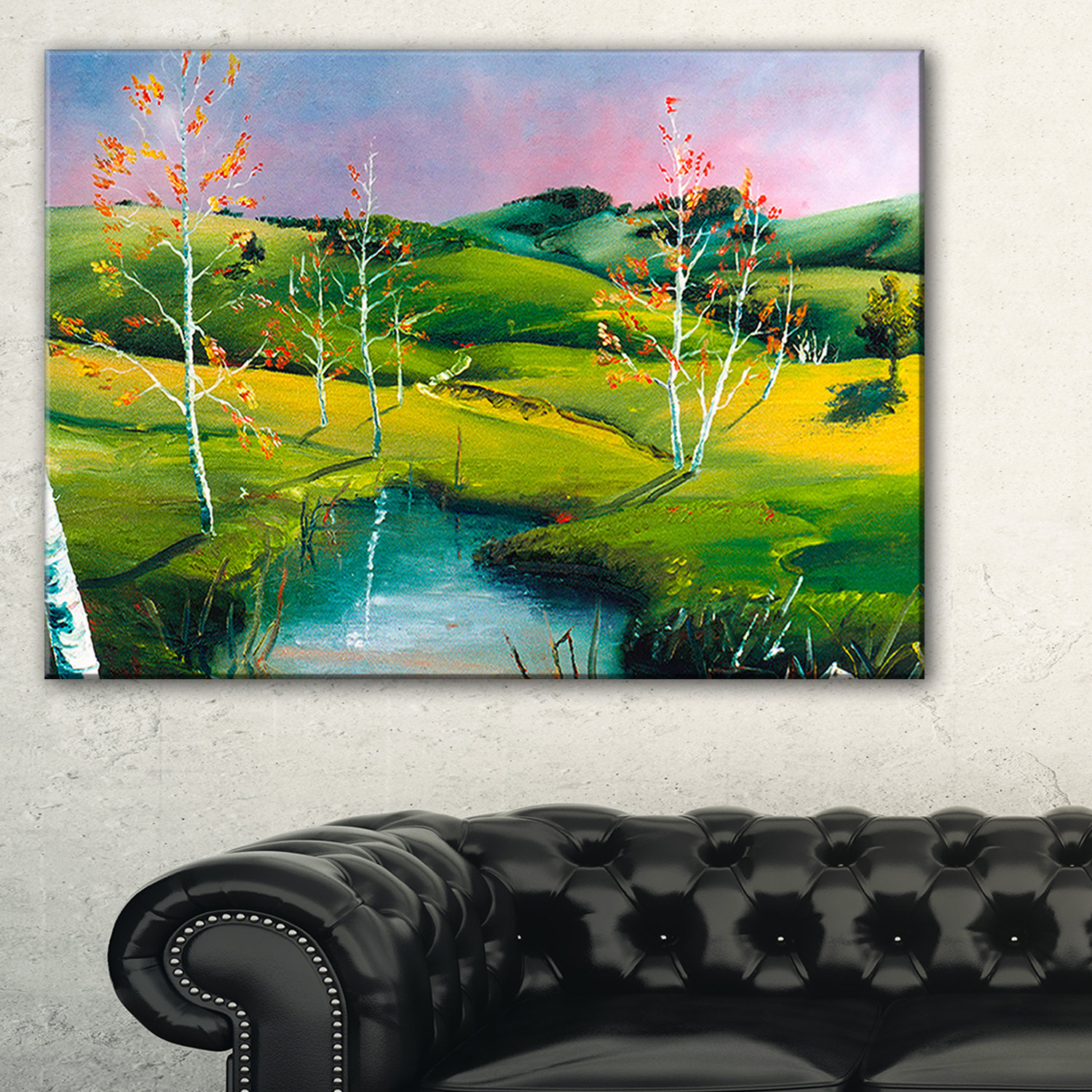 "Endless Green Pastures" Landscape Painting Canvas Print, 40"x20 ...