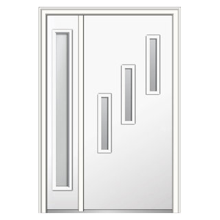 Frosted 3-Lite Vertical Fiberglass Door With Sidelite, 53"x81.75 ...