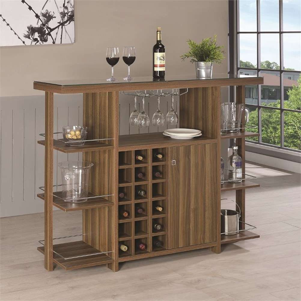 Coaster Farmhouse Wood Bar Unit with Wine Bottle Storage in Walnut ...