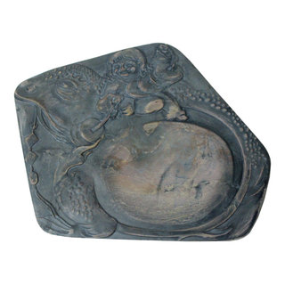 Chinese Uneven Shape Toad Coins Motif Ink Stone Dip Pen Brush InkWell ...