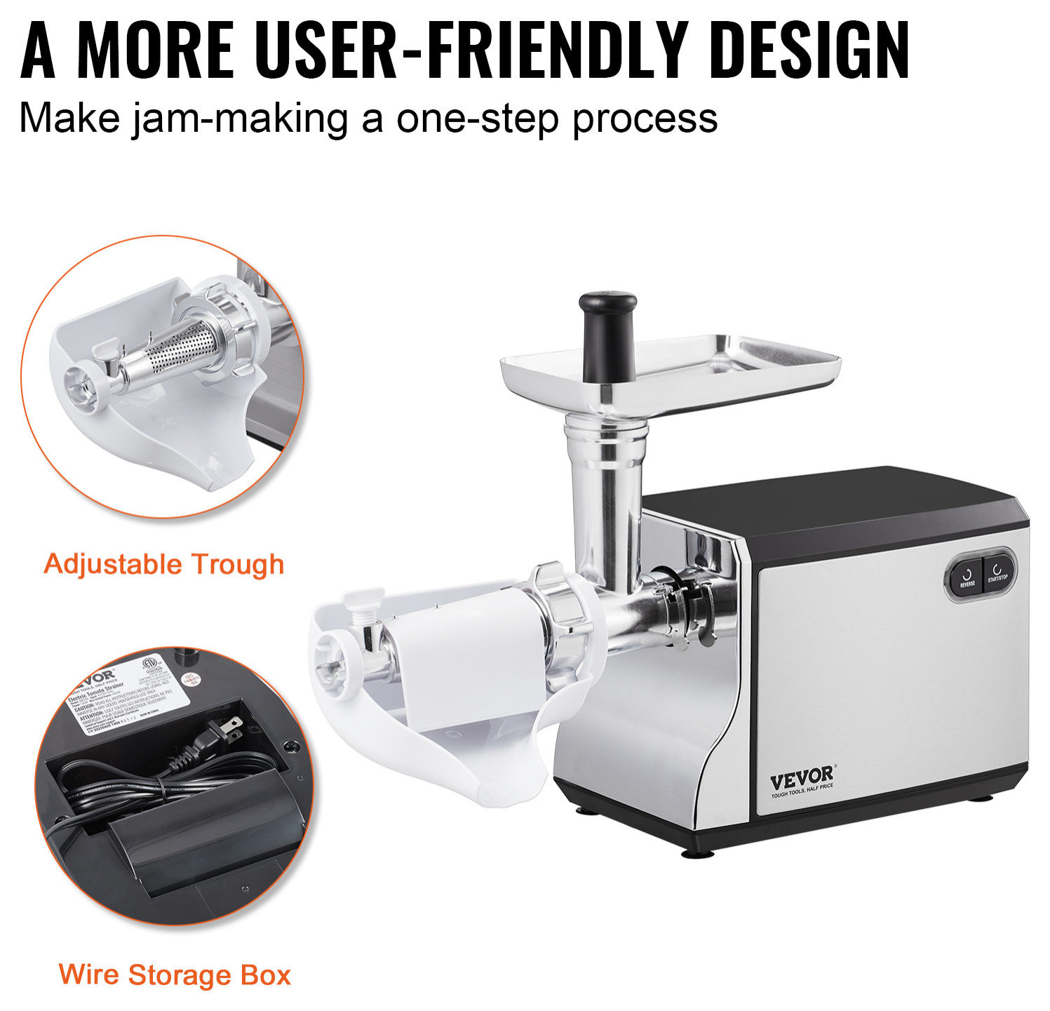 VEVOR 100 LBS/H Electric Tomato Strainer 400W Tomato Sauce Maker ...