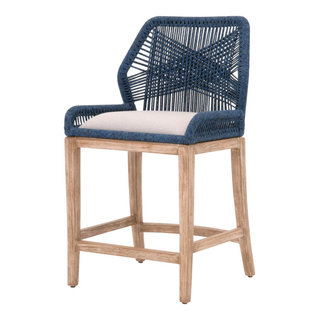 Transitional Wooden Counter Stool with Rope Weave Design, Set of 2 ...