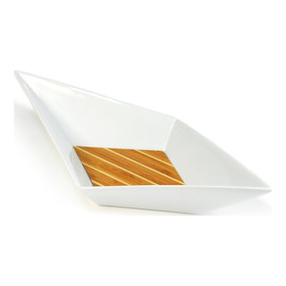 XXD Shanty Porcelain Bowl with Coaster/Bamboo Insert - Contemporary ...