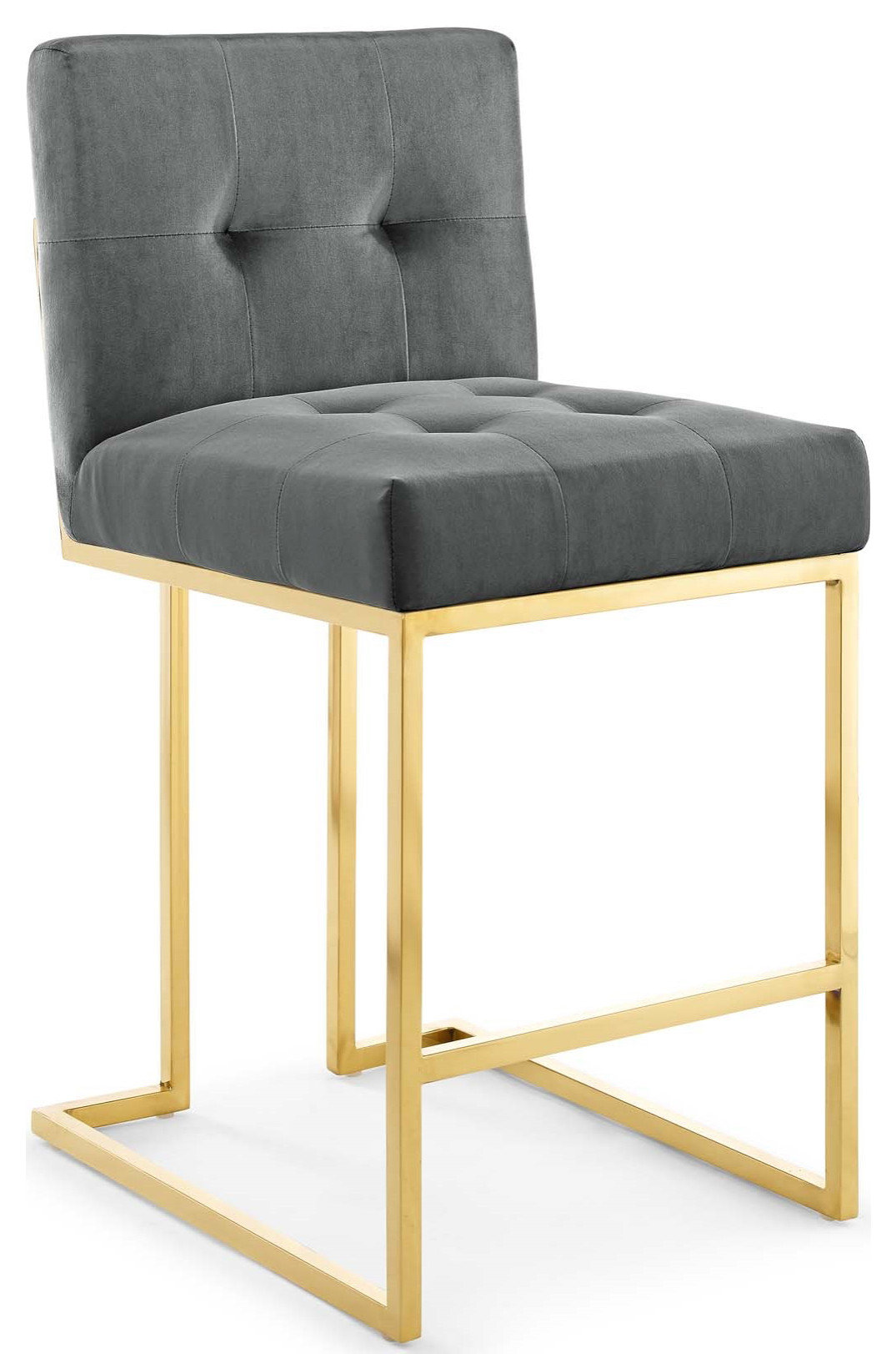 Grey Velvet Counter Stool, Heidi Giselle Gold Counter Stool, Glam ...