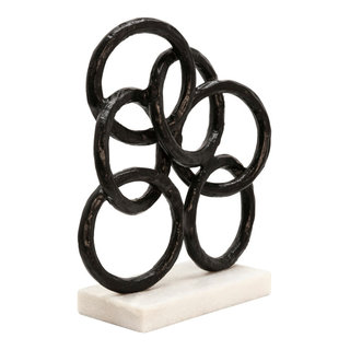 13" Metal Rings On Marble Base, Black - Contemporary - Decorative ...