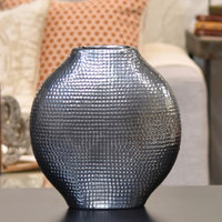 Urban Trends Ceramic Bellied Vase With Silver Finish - Contemporary ...
