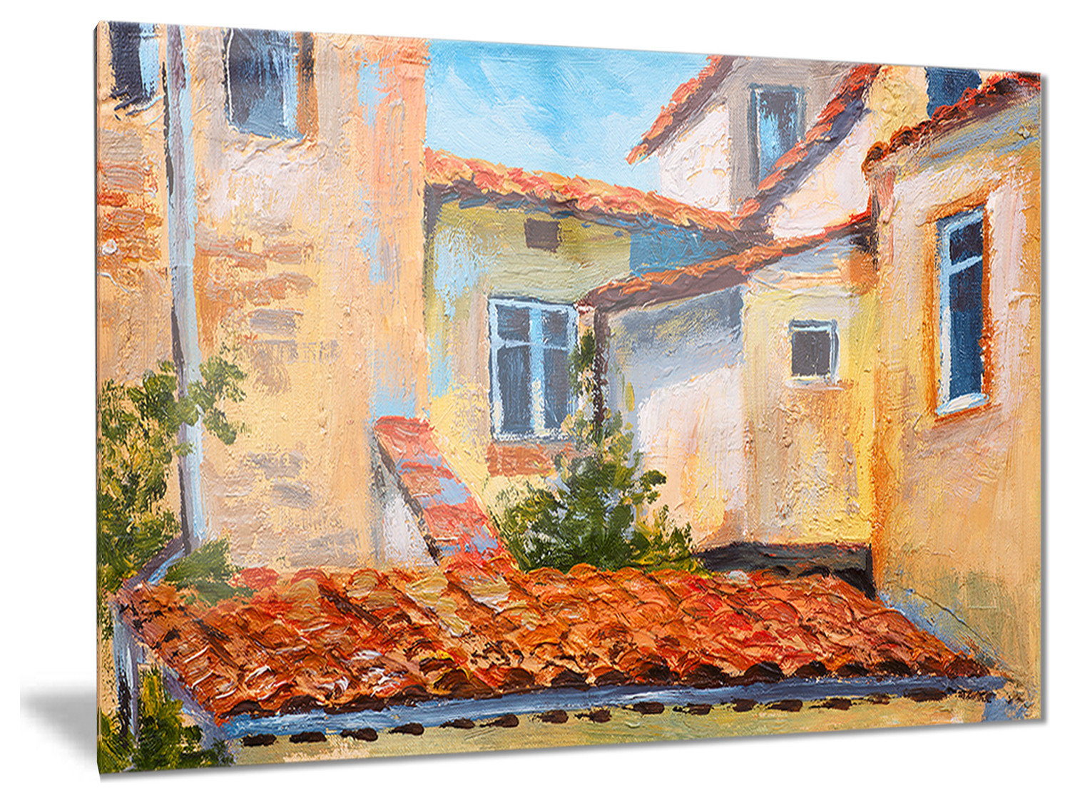 "European Rooftops" Cityscape Glossy Metal Wall Art, 28"x12 ...
