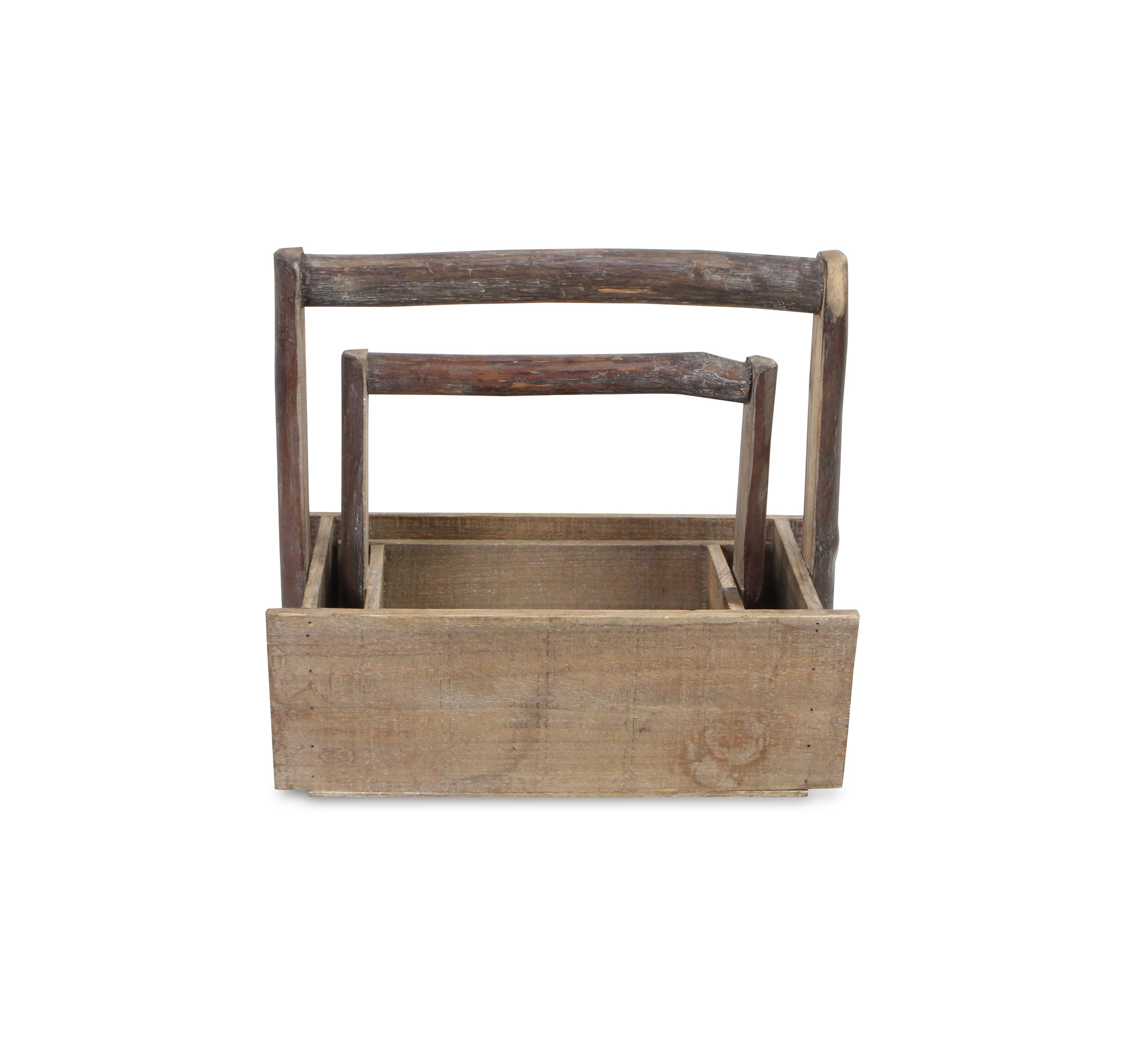 Set Of 2 Wooden Storage With Wooden Handle - Transitional - Storage ...