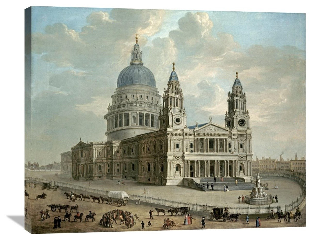 "View of St. Paul's Cathedral" Canvas Giclee by English School, 16"x13 ...