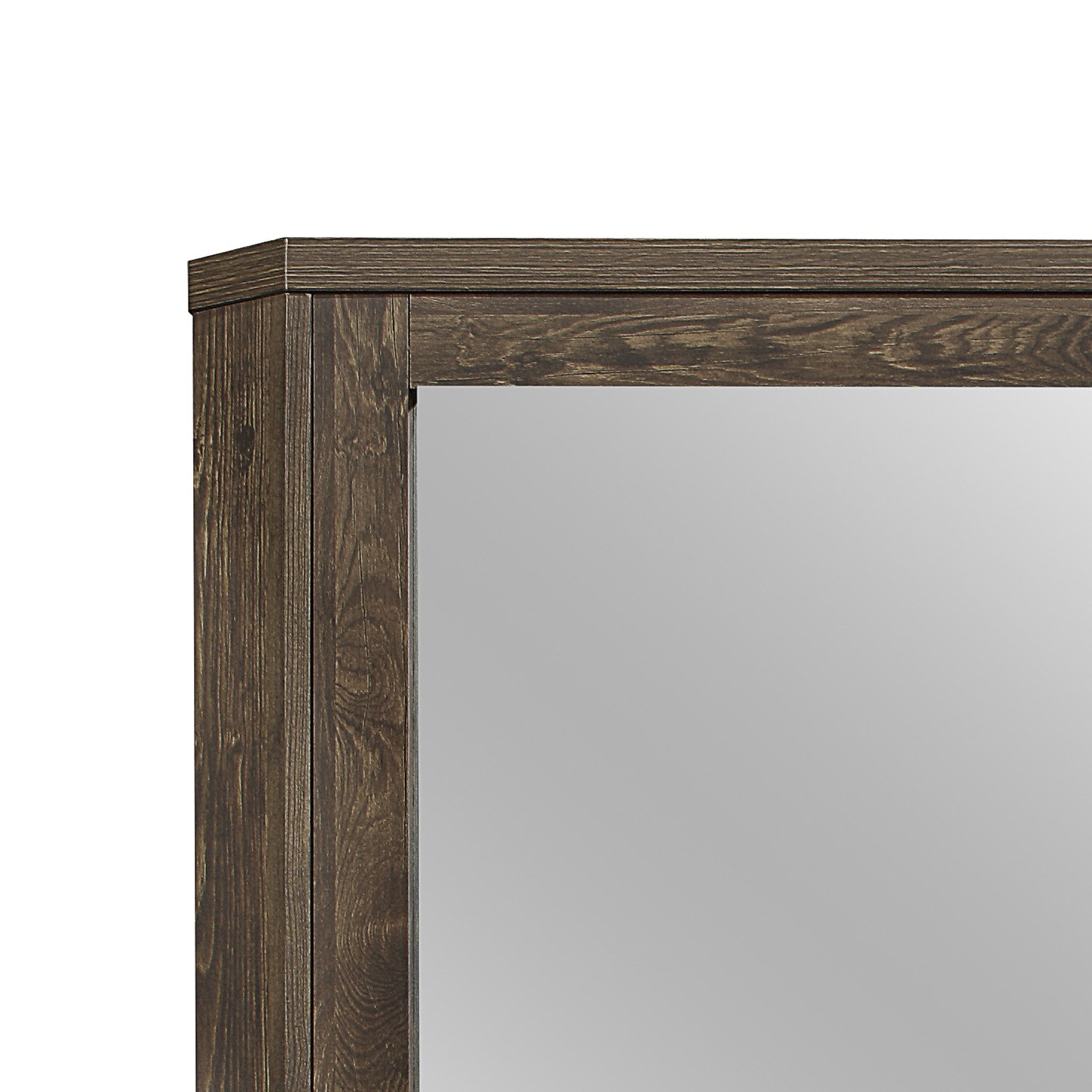 Rectangular Mirror with Wooden Frame and Clipped Corners, Rustic Brown ...
