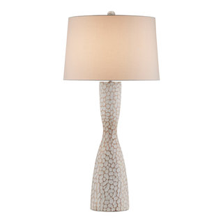 Edwell Whitewash Hand-Carved Wood Table Lamp - Farmhouse - Table Lamps ...
