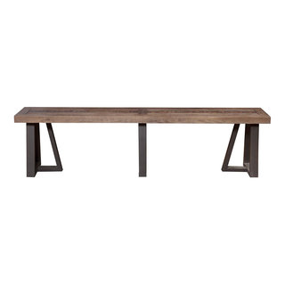 Farmhouse Dining Bench, Black Metal Legs With Rectangular Top ...