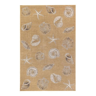 Carmel Shells Indoor/Outdoor Rug, 7'10"x9'10" - Beach Style - Outdoor ...