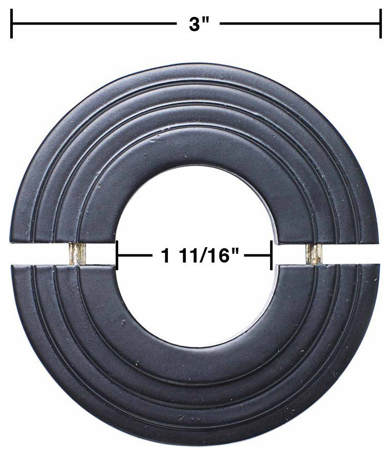 2 Radiator Pipe Flanges Black Aluminum Escutcheon Ring Plate 1.69" ID 3 ...