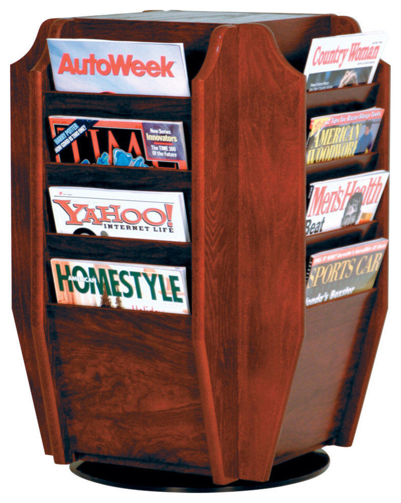 Wooden Mallet Cascade 16 Magazine Spinning Counter Rack in Mahogany ...