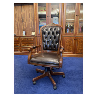 Genoa Tufted Leather Crowned Executive Chair Traditional Office Chairs by Infinity Furniture Houzz