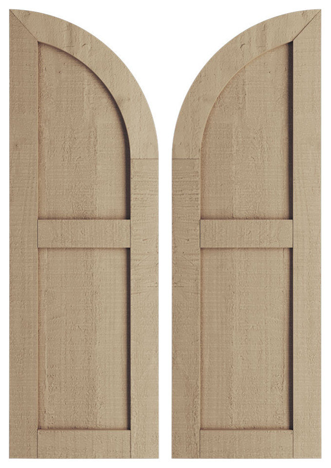 11"Wx24"H Hand Hewn Joined BnB Elliptical Top Faux Wood Shutters, 15"W ...
