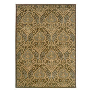 Colette Floral Green and Ivory Rug, 9'10" x 12'10" - Mediterranean ...