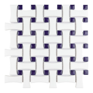 Metro Dog Bone Basketweave Porcelain Mosaic Tile Sample - Traditional ...