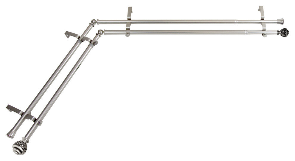 Harmony Corner Window Double Curtain Rod 13/16"D, 120-170 ...