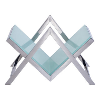 Pasargad Luxe Collection Glass, Steel Magazine Holder - Contemporary ...