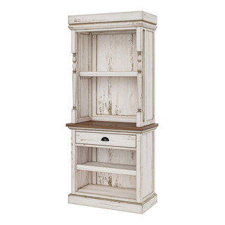 Brunswick Mahogany Wood Farmhouse Style Coffee Bar Hutch - Rustic ...