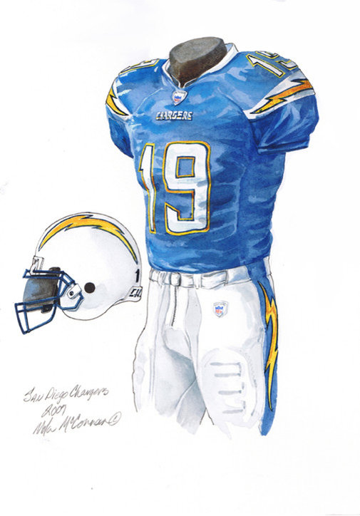 Original Art of the NFL 2007 San Diego Chargers Uniform - Traditional ...