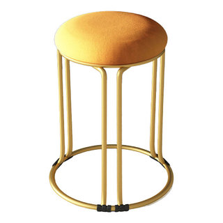 Nordic Suede and Leather Stacked Dining Round Stool - Contemporary ...