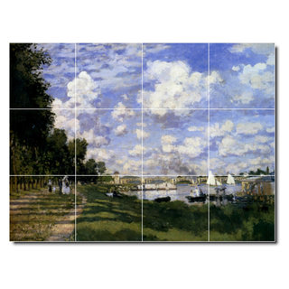 Claude Monet Country Painting Ceramic Tile Mural #96, 17" Wide x 12.75 ...
