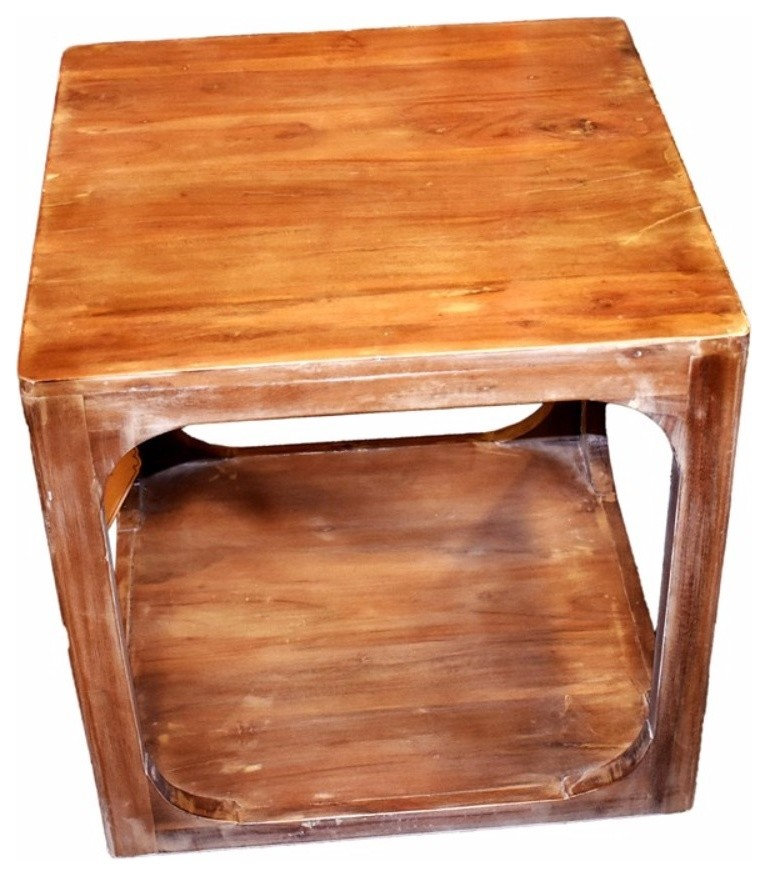 Sturdy Antique Style Wooden Side Table, Brown - Farmhouse - Side Tables ...