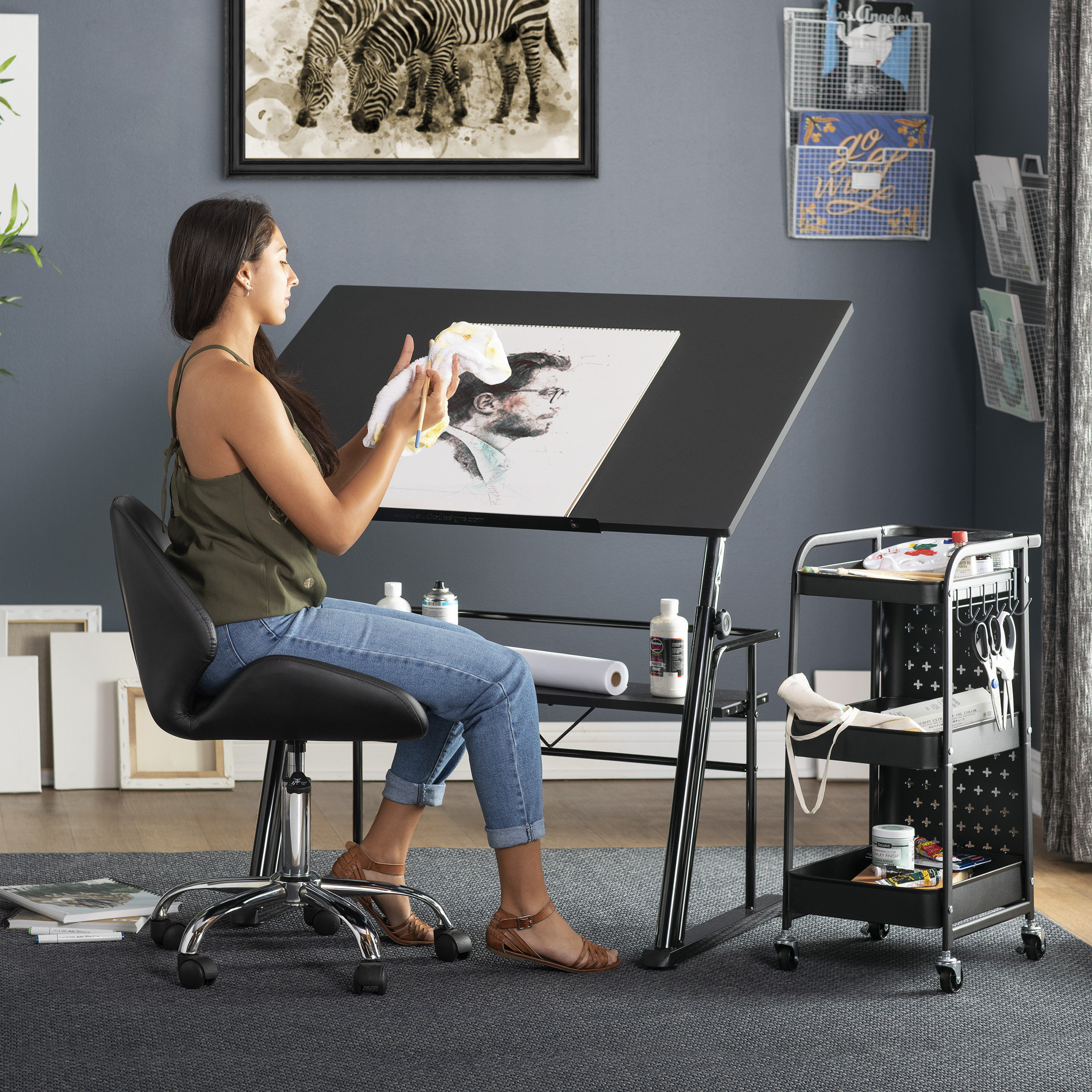 Zenith Drafting Table, Black - Contemporary - Drafting Tables - by ...