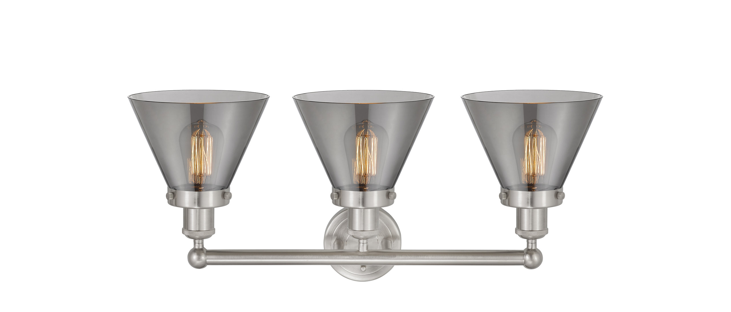 Edison Large Cone 25" Bath Vanity Light, Brushed Satin Nickel Finish ...