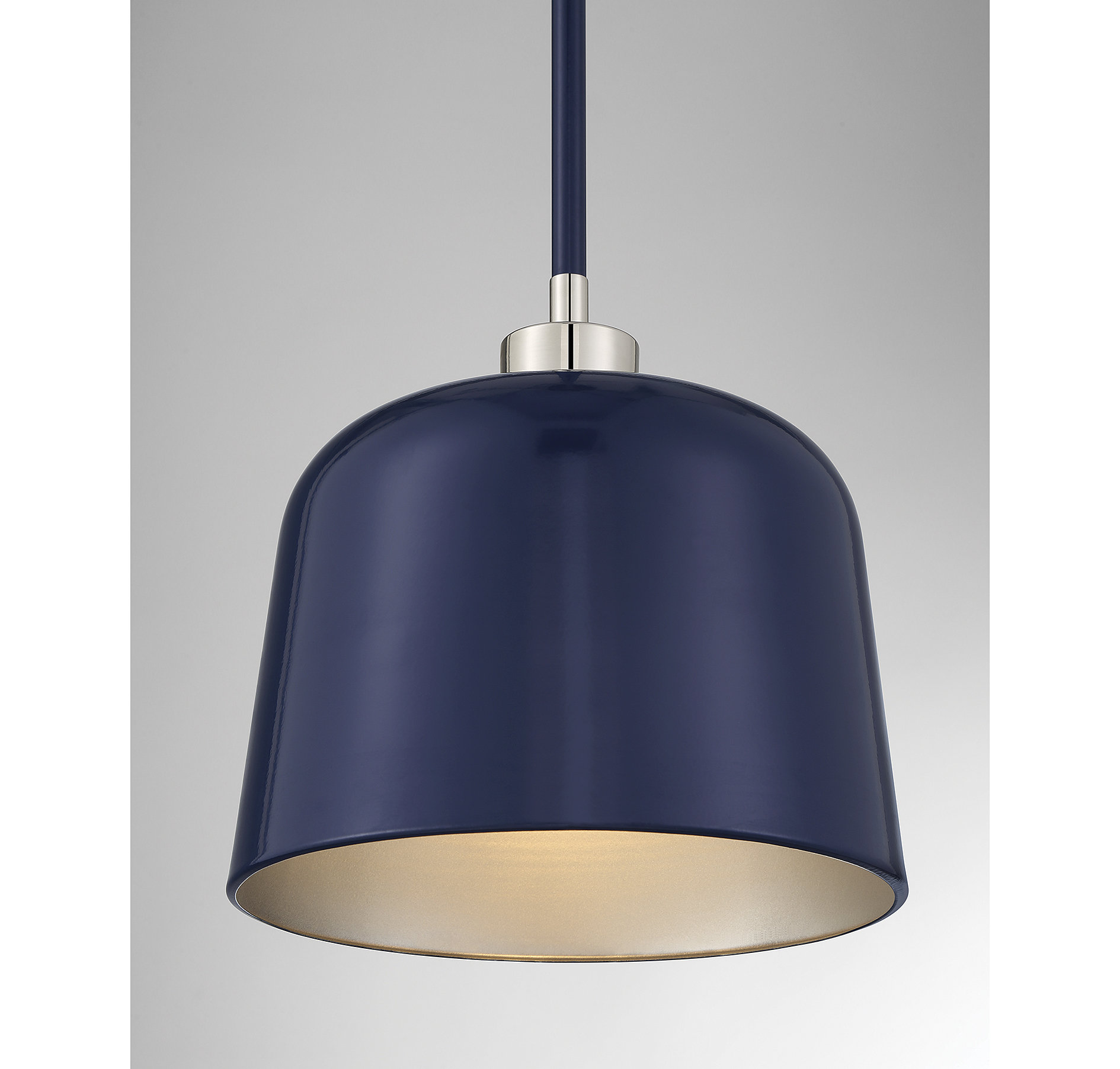 1-Light Pendant, Matte Black With Natural Brass, Navy Blue With ...