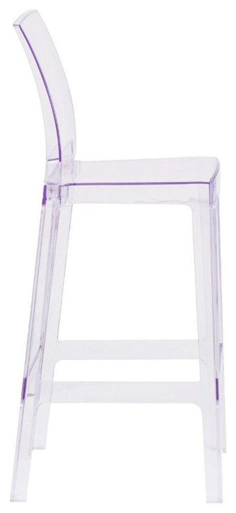 Flash Furniture 25" Square Back Ghost Counter Stool in Transparent Crystal, 29.75 ...