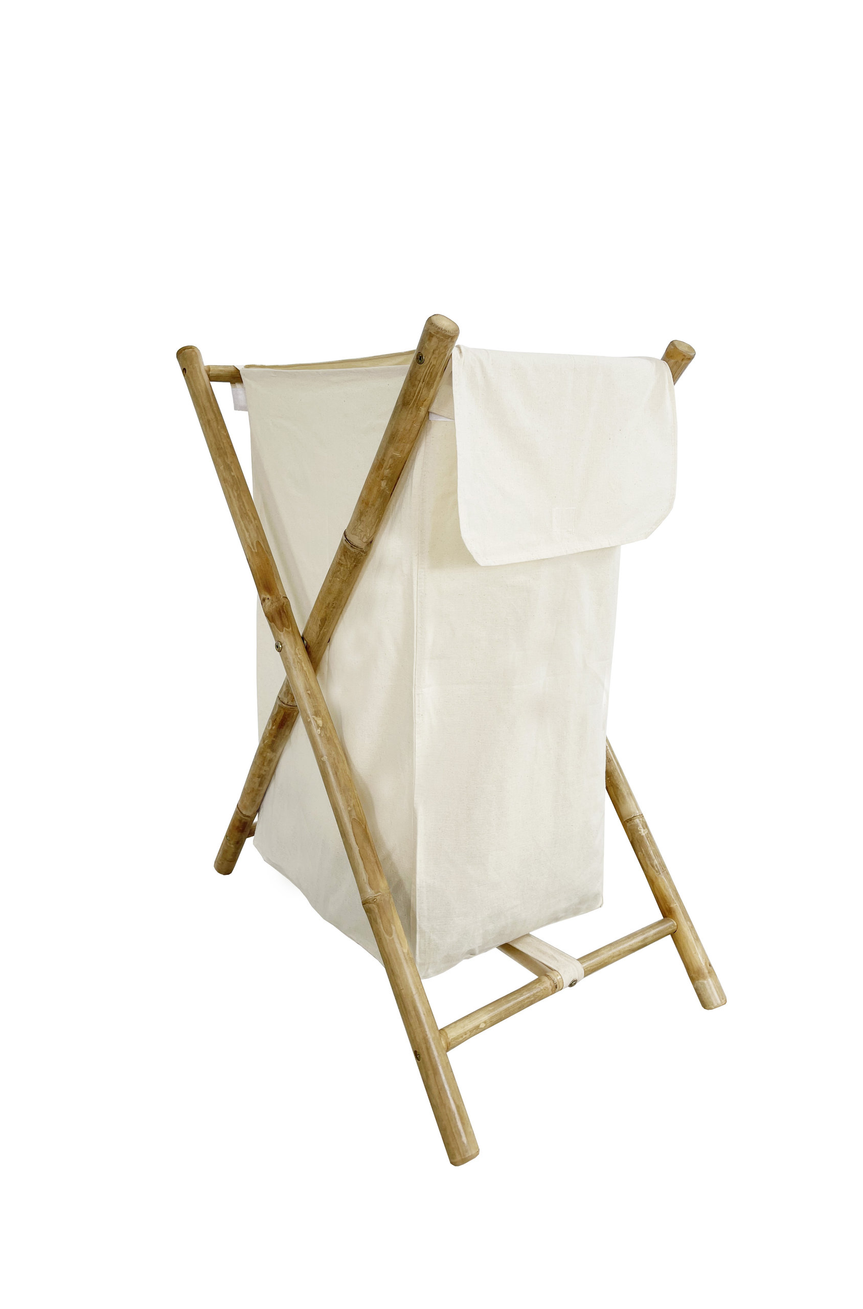 Household Collapsible Folding Bamboo X-Frame Laundry Hamper Basket With ...