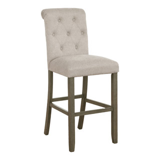 Balboa Tufted Back Bar Stools Beige and Rustic Brown, Set of 2 ...
