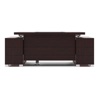 79" Modern Ford Dark Walnut Wood Adjustable Height Desk 4-Drawer ...
