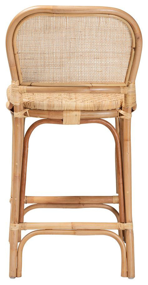 Baxton Studio Adrena Modern Bohemian Natural Brown Rattan Counter Stool ...