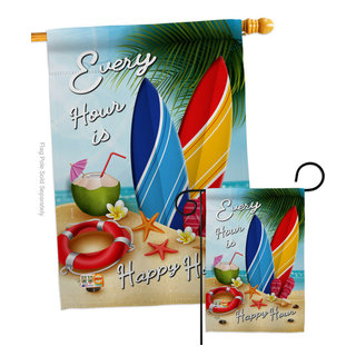 Beach Every Hour Coastal Beach Flags Set, 28" X 40" X 0.1" - Modern ...