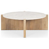 Bianca Light Brown Wood With Round Marble Top Coffee Table ...