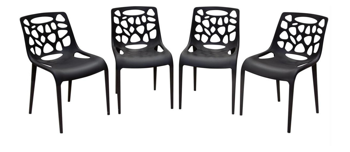 Plastic Accent Chairs with Splayed Back Support Having Cut Out Pattern ...